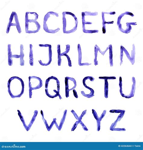 Watercolor Handwritten Alphabet Eps10 Vector Stock Vector