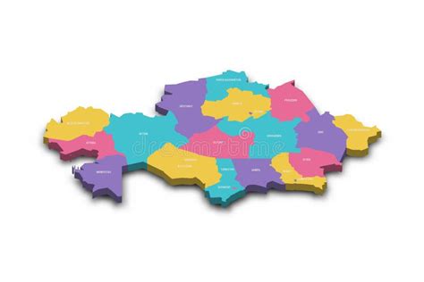 Kazakhstan Political Map Of Administrative Divisions Stock Vector