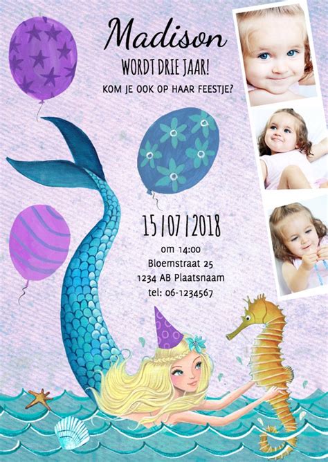 Zwemfeestje Zeemeermin Kinderfeestjes Kaartje2go