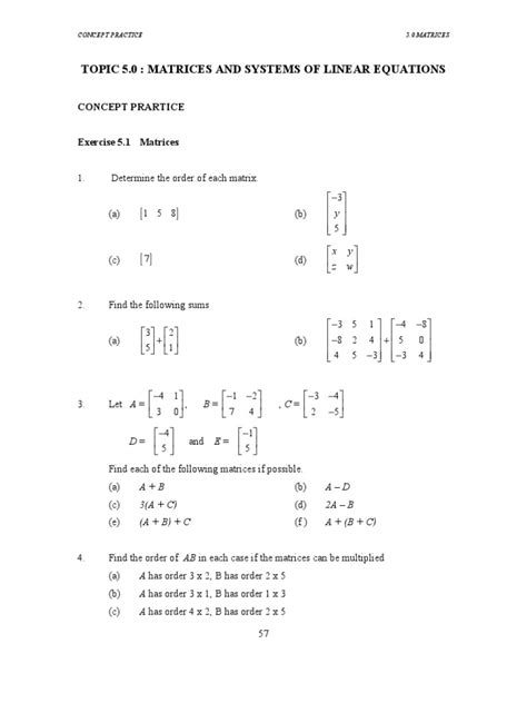 topic 5 0 matrices and systems of linear equations concept prartice pdf matrix