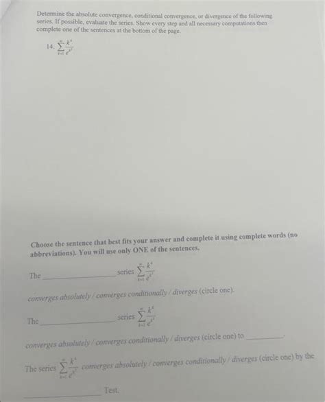 solved determine the absolute convergence conditional