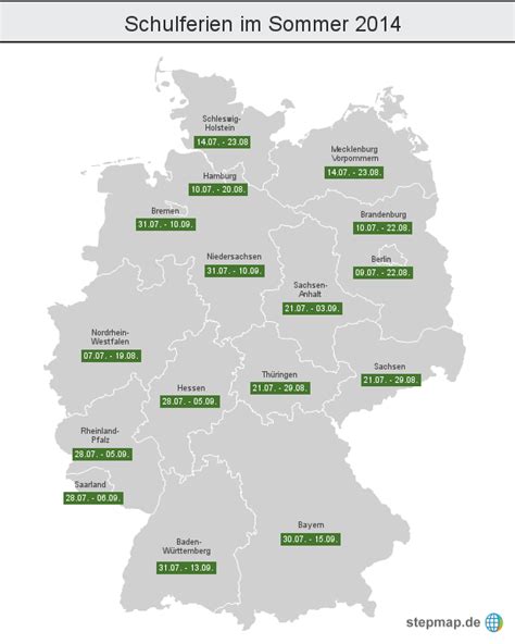 Stepmap Schulferien Im Sommer Landkarte F R Deutschland