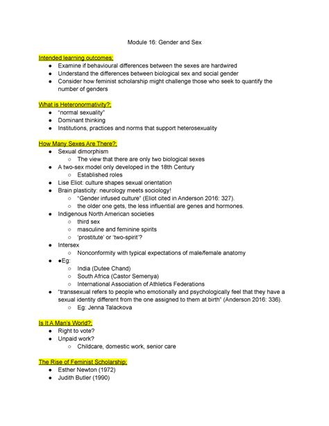 module 16 gender and sex module 16 gender and sex intended learning outcomes examine if
