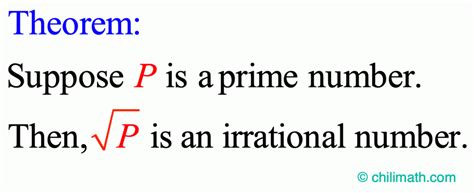 proof the square root of a prime number is irrational chilimath