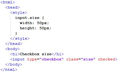 Как изменить размер чекбокса css