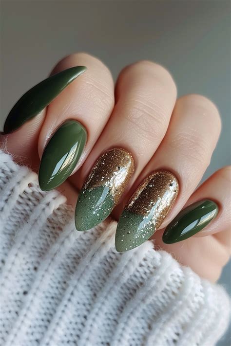 22 Gorgeous Sage Green Glitter Nail Designs To Try NeedleStar