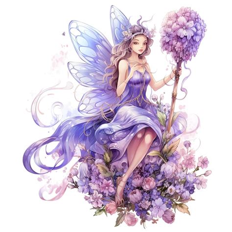 Hermosa hada de flor de lupino con varita mágica ilustración de