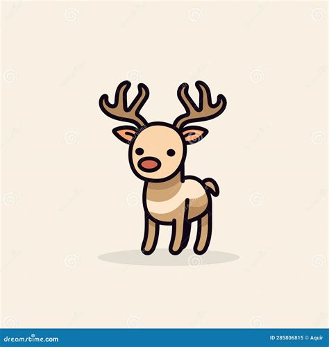 Reindeer Reindeer Hand Drawn Comic Illustration Cute Vector Doodle