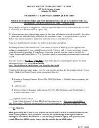 Orange County Florida Petition To Expunge Or Seal Criminal Record