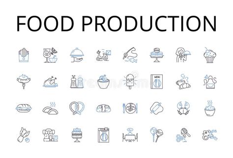 Food Production Line Icons Collection Agriculture Culinary Arts