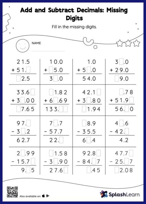 Add And Subtract Decimal Worksheet Prntbl Concejomunicipaldechinu Gov Co