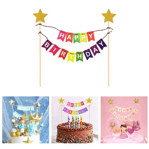 Kuchenstecker Happy Birthday Banner Topper Bunt