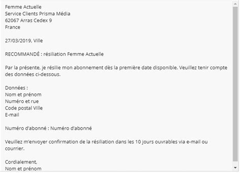 Comment Faire Une Lettre Pour Arreter Un Abonnement Exemple De Lettre
