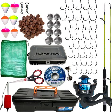Kit Pesca Pescaria Completa Vara Molinete Estojo E Maleta Itens