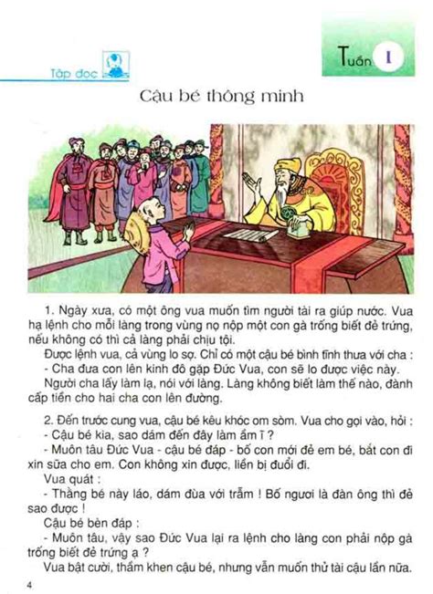 Soạn bài cậu bé thông minh lớp 3 trang 4 SGK tiếng Việt tập 1
