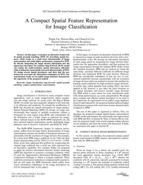 pdf a compact spatial feature representation for image classification