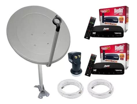 Kit Nova Parabólica Banda Ku 60cm Duplo Bedinsat Bs9900s