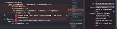 Ionic Framework Thread 28 EXC BAD INSTRUCTION Code EXC I386 INVOP