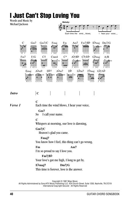 I Just Can T Stop Loving You By Michael Jackson Sheet Music For Guitar