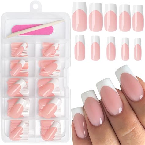 Amazon Artquee French Tips Press On Nails Medium Clear Nude Fake
