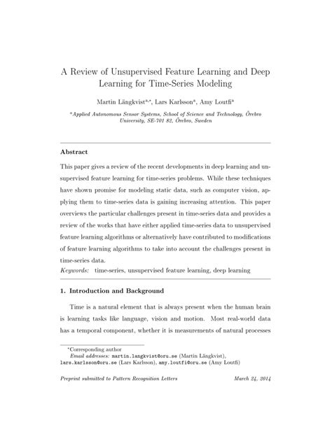 pdf a review of unsupervised feature learning and deep learning for time series modeling