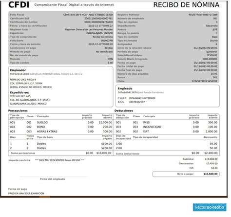Formato De Recibo De Nomina Editable