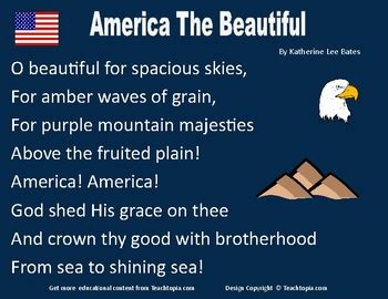 America The Beautiful Hymn Lyrics Printable