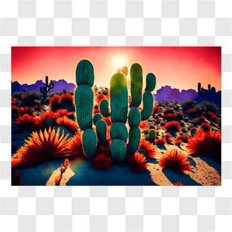 Baixe Belíssima Paisagem do Deserto ao Pôr do Sol Plantas de Cacto