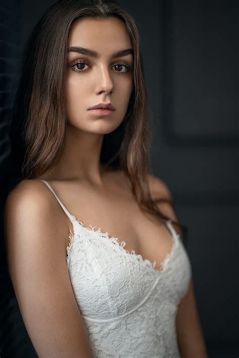 Free Download Hd Wallpaper Mikhail Mikhailov Women Brunette Long Hair Looking At Viewer