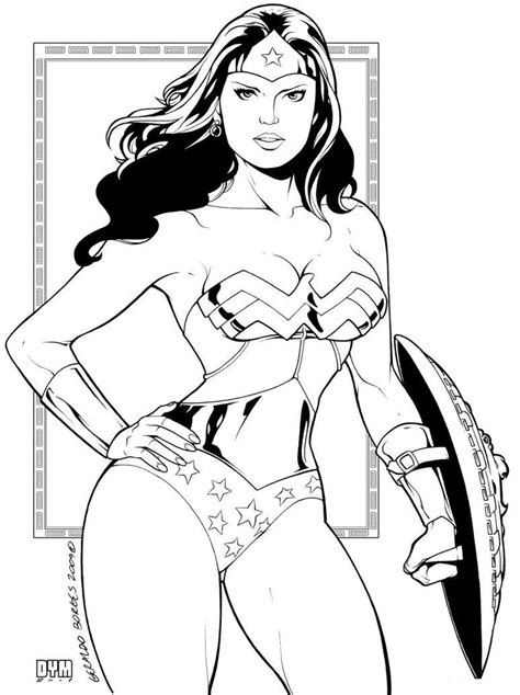 Coloriage Wonder Woman et Bouclier télécharger et imprimer gratuit