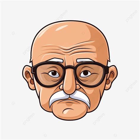 Oldman Bald Boring Face Cartoon Cute Icon Father Expression Png