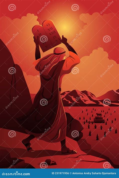 Moses And Ten Commandments Line Art Illustrator Vector