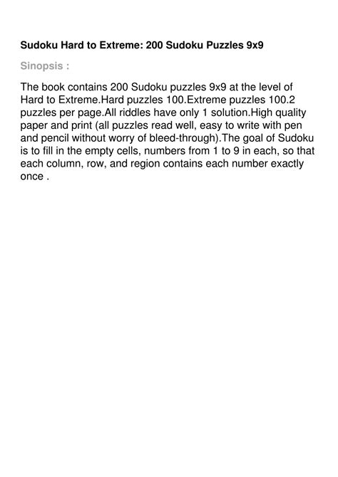 PPT Read Sudoku Hard To Extreme 200 Sudoku Puzzles 9x9 PowerPoint