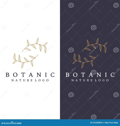 Natural Botanical Logo Organic Template Vector Design With Leaves