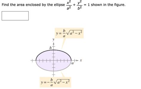 solved find the area enclosed by the ellipse x2 y2 1 shown in the figure a2 b2 ybvay j bva