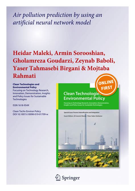 pdf air pollution prediction by using an artificial neural network model