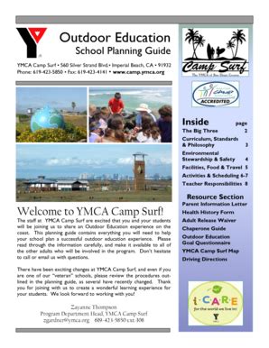 Fillable Online Camp Ymca 2012 13 School Planning Guide Email YMCA