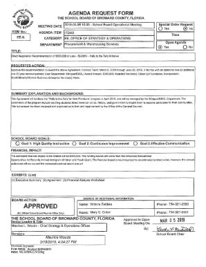 Fillable Online Td Agenda Request Form Browardschools Fax Email