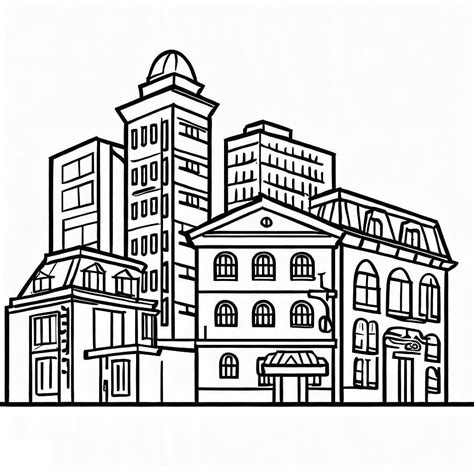 Desenhos de Edifícios Prédios para Colorir Pintar e Imprimir