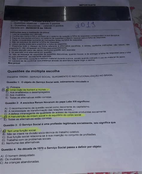 Prova 2019 parte 1 SS Surgimento e Institucionalização no Brasil