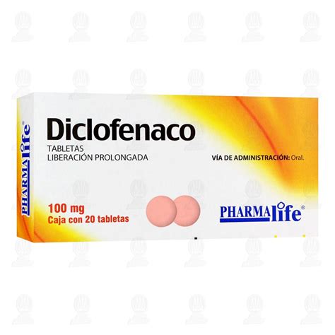 Diclofenaco 100 Mg 20 Tabletas Pharmalife