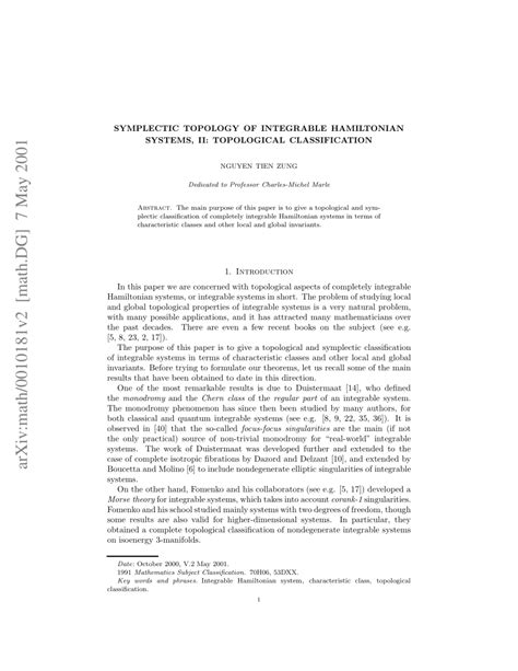 pdf symplectic topology of integrable hamiltonian systems ii topological classification