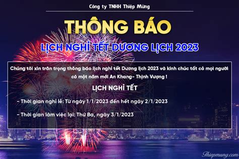 Chào đón Tết Dương lịch 2023 với Thiệp nghỉ Tết Dương lịch 2023 độc đáo
