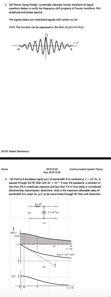 solved 3 20 points using matlab numerically calculate the fourier transform of the signal