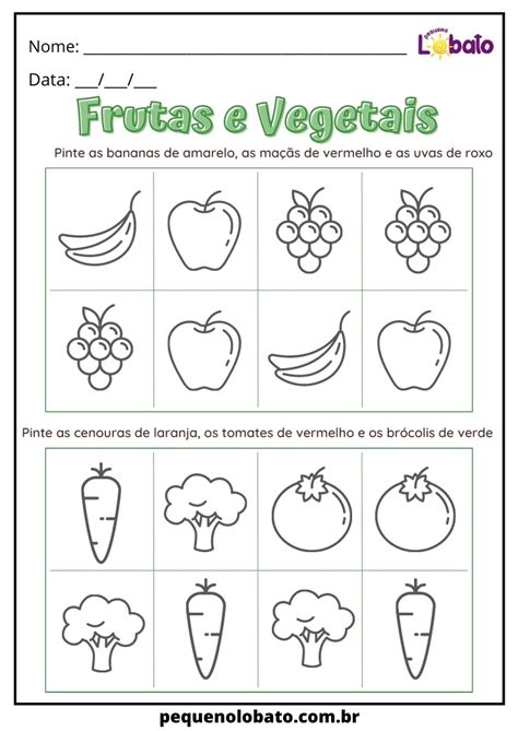 7 Atividades de Alimentação Saudável para Desenhar e Pintar