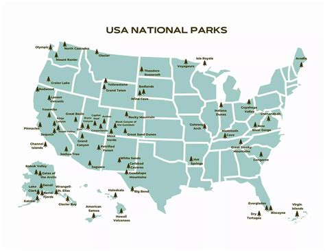 Us National Parks List Map Printable Checklist Map Us