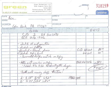 HVAC Invoice Template Excelxo