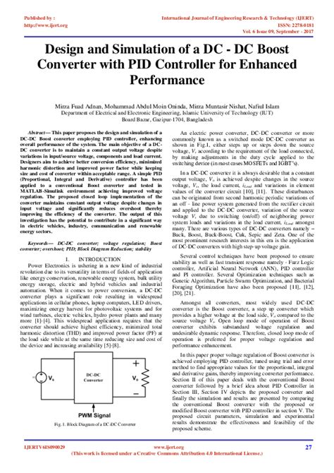 pdf ijert design and simulation of a dc dc boost converter with pid controller for enhanced