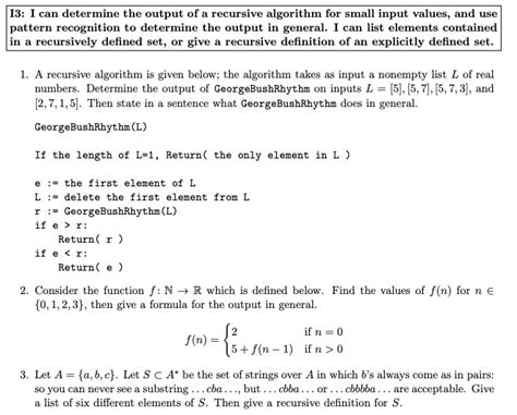 solved i3 i can determine the output of a recursive algorithm for small input values and use