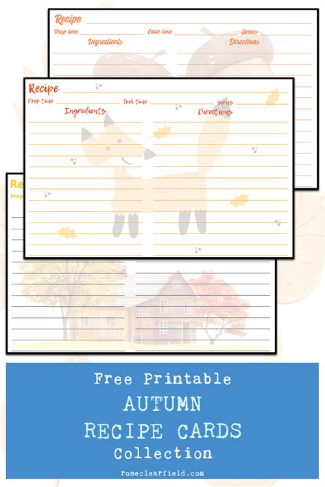 Free Printable Fall Recipe Cards Rose Clearfield